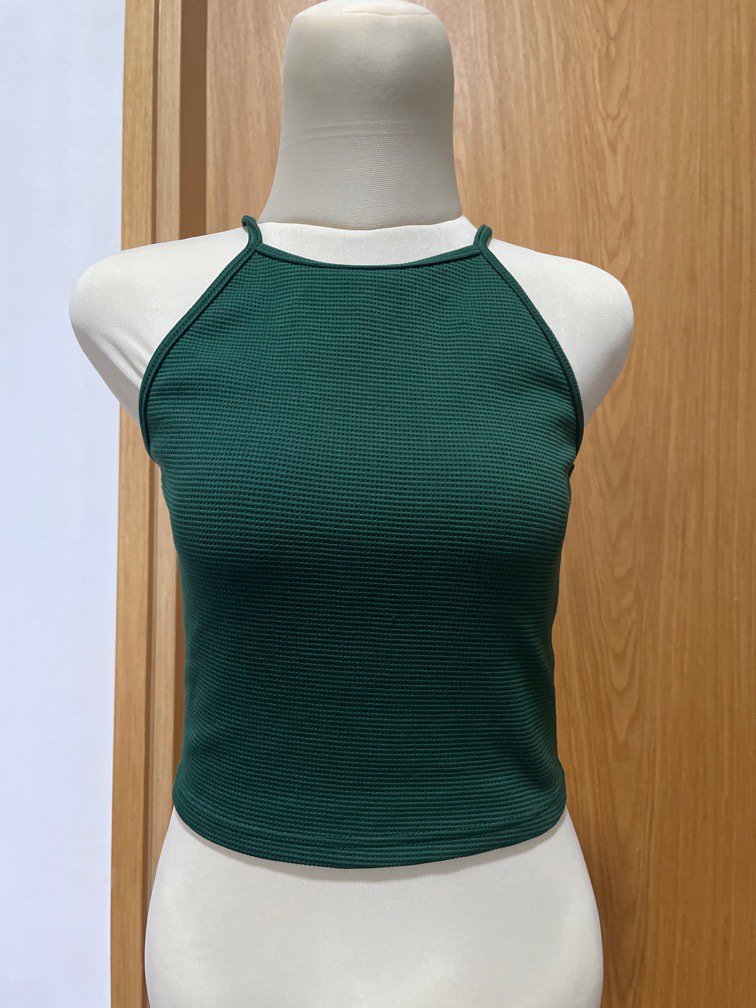 emerald green halter cami top, Women's Fashion, Tops, Sleeveless on ...