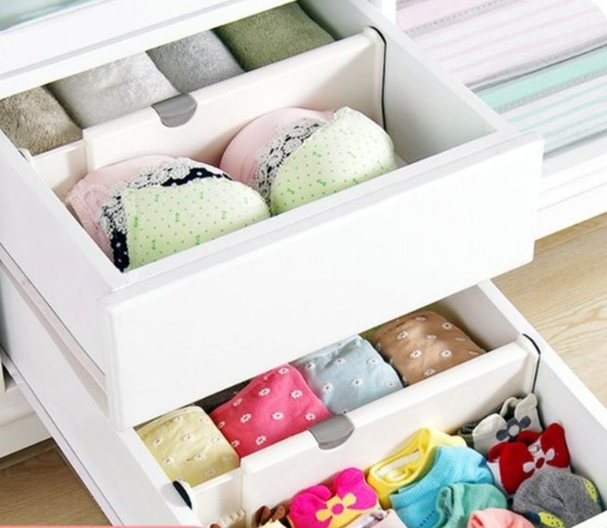 EXTENDABLE DRAWER PARTITION ADJUSTABLE STORAGE DIVIDER WARDROBE CLOTHES ...