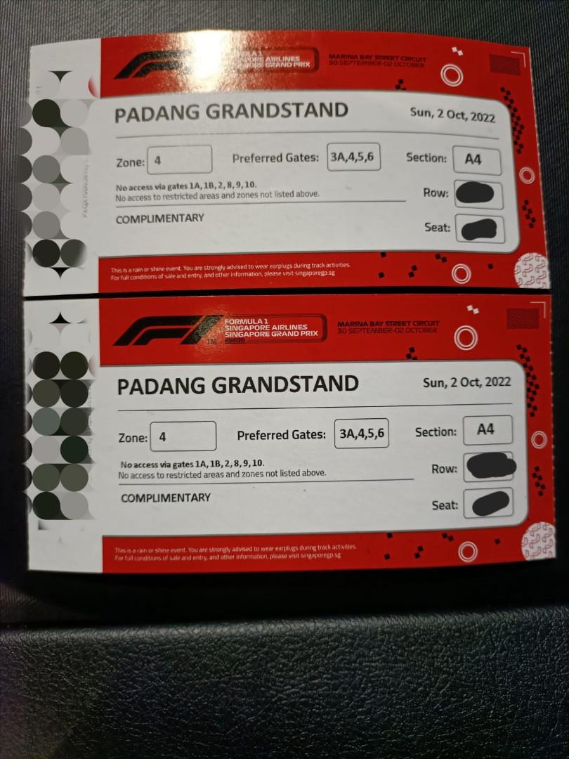F1 grand Prix 2022 Padang grandstand, Tickets & Vouchers, Event Tickets ...