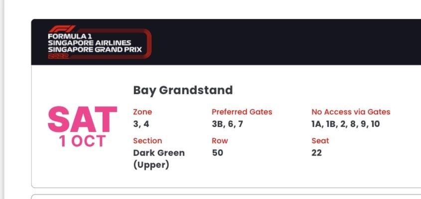 F1 Ticket Saturday, Tickets & Vouchers, Local Attractions & Transport ...