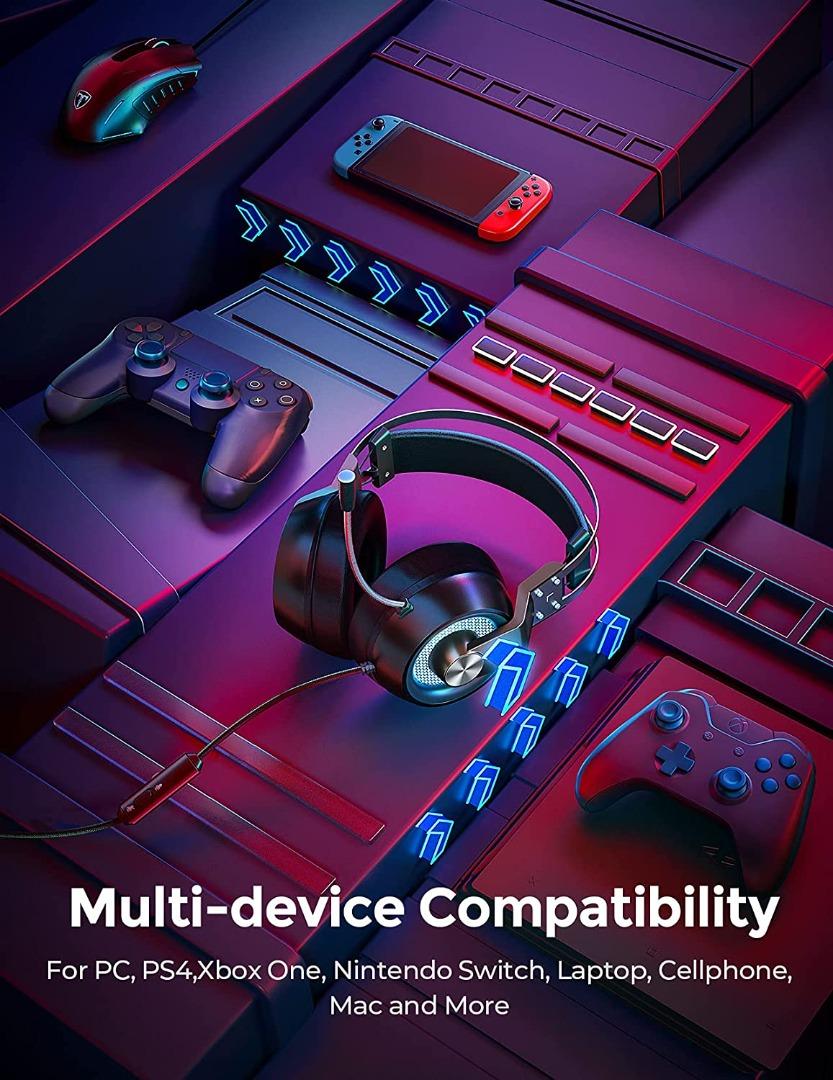 "Gaming Headset for PS4, PS5, Xbox One, PC, Switch, Mac, 7.1 Suround ...