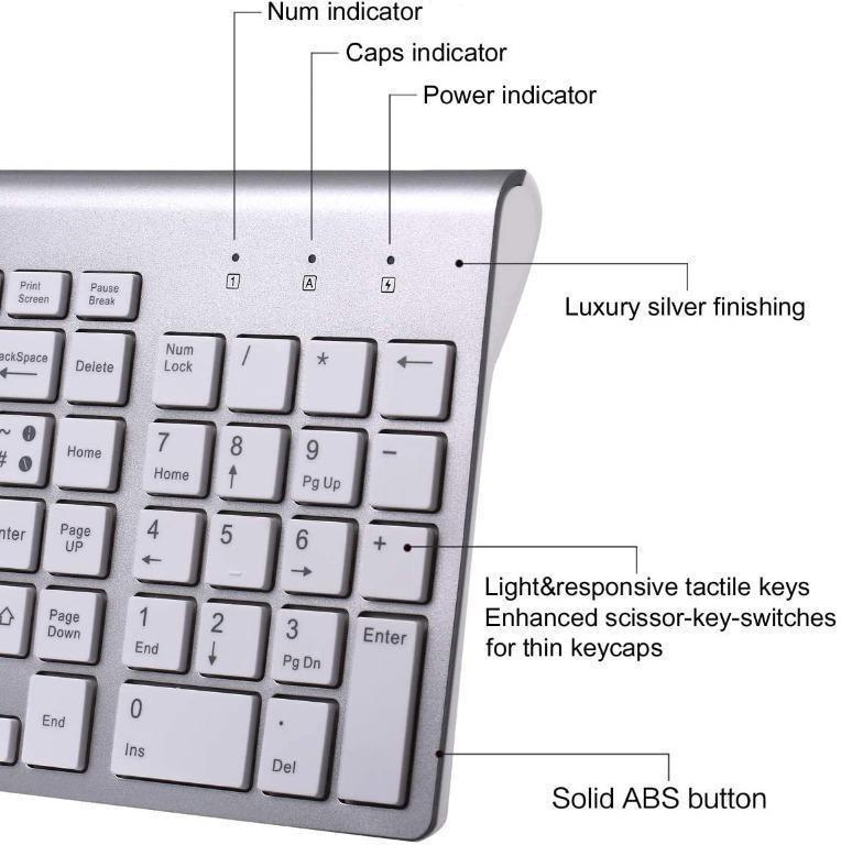 H5019 Wireless Keyboard Mouse, Sanhoton 2.4G Ultra Thin Portable ...