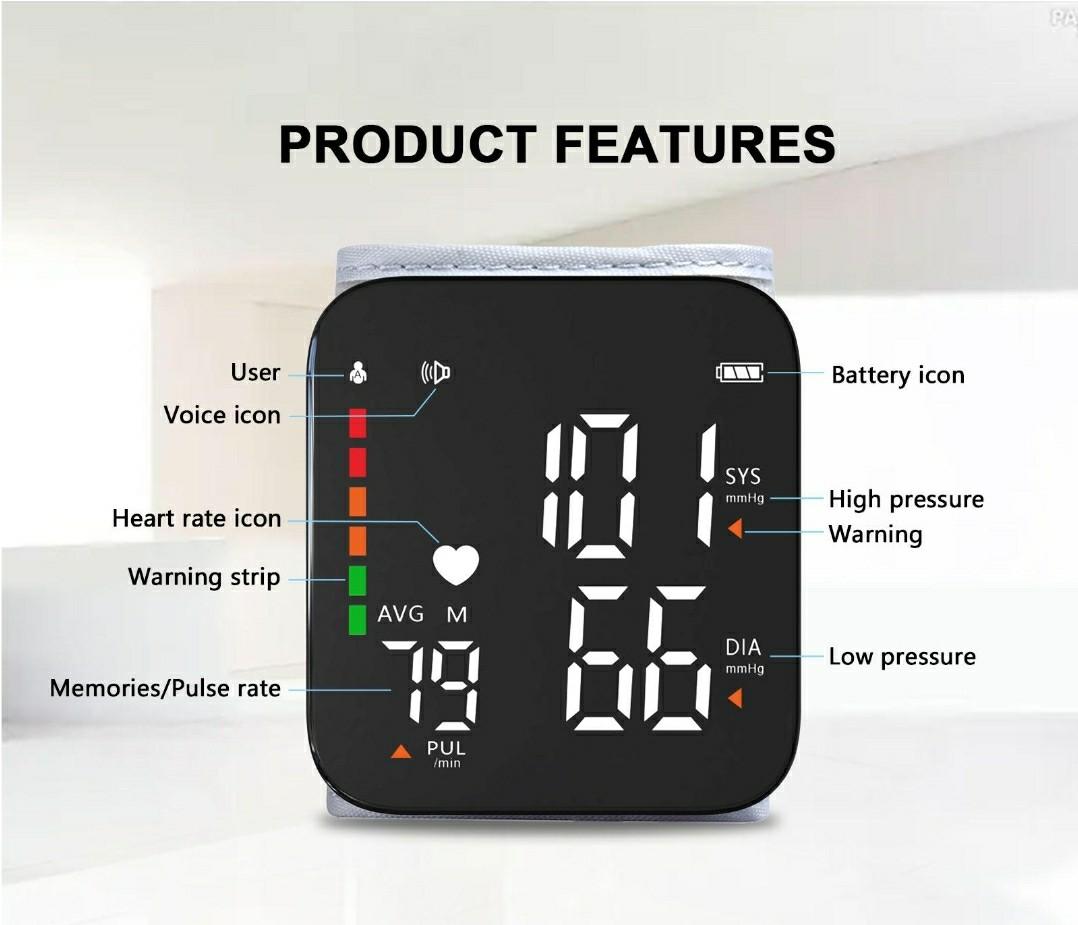 HealthLink Digital Blood Pressure Monitor Electronic Wrist Cuff Smart ...