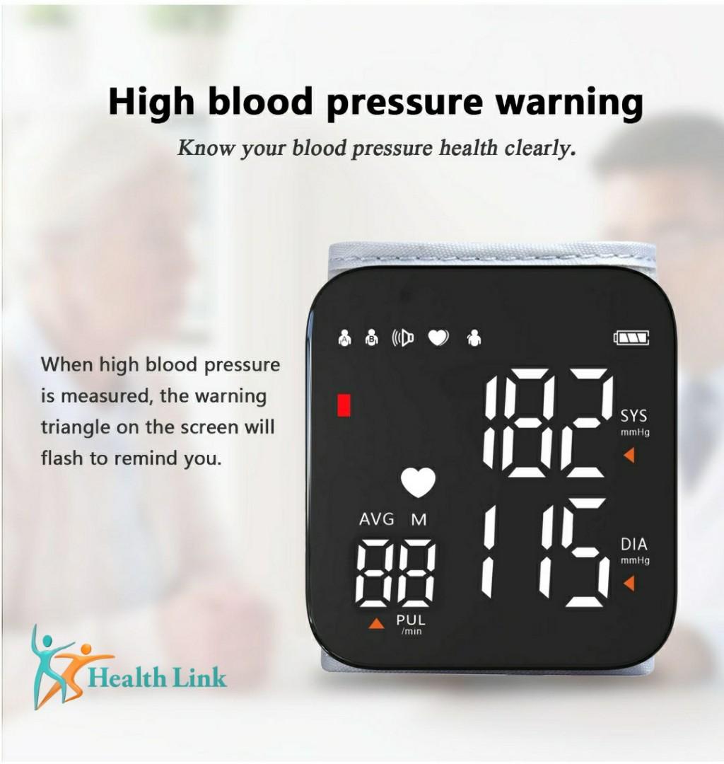 HealthLink Digital Blood Pressure Monitor Electronic Wrist Cuff Smart ...
