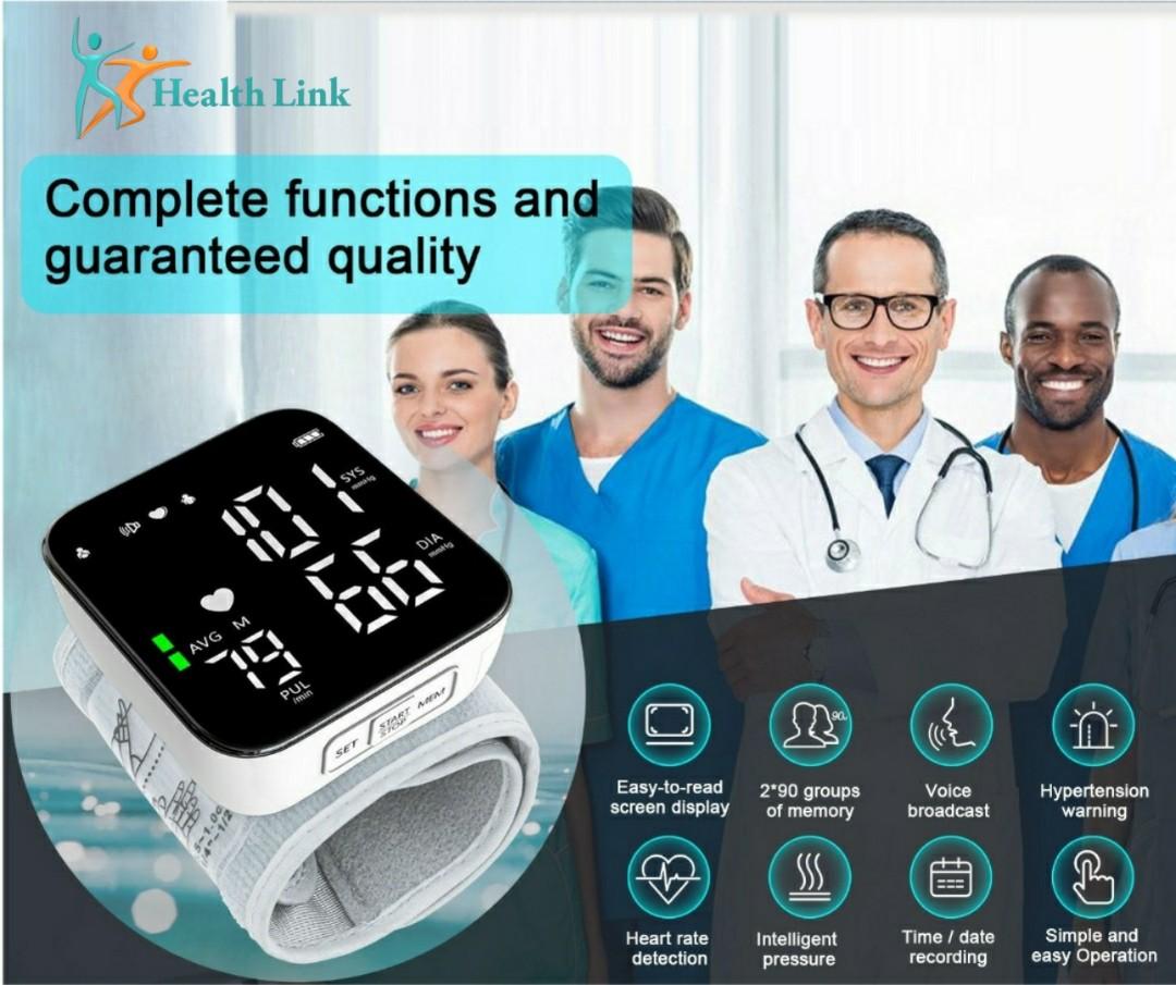 HealthLink Digital Blood Pressure Monitor Electronic Wrist Cuff Smart ...