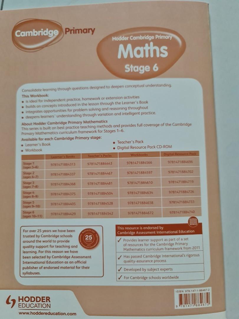 Hodder Cambridge Primary Maths Workbook Stage 6, Hobbies & Toys, Books & Magazines, Textbooks on ...