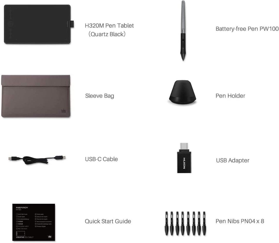 "HUION Inspiroy Ink H320M 2019 NEW Dual-Purpose Design Graphics Tablet ...