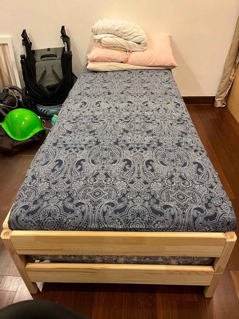 IKEA Utaker stackable beds + Agotnes Mattresses + Bed Linen, Furniture ...