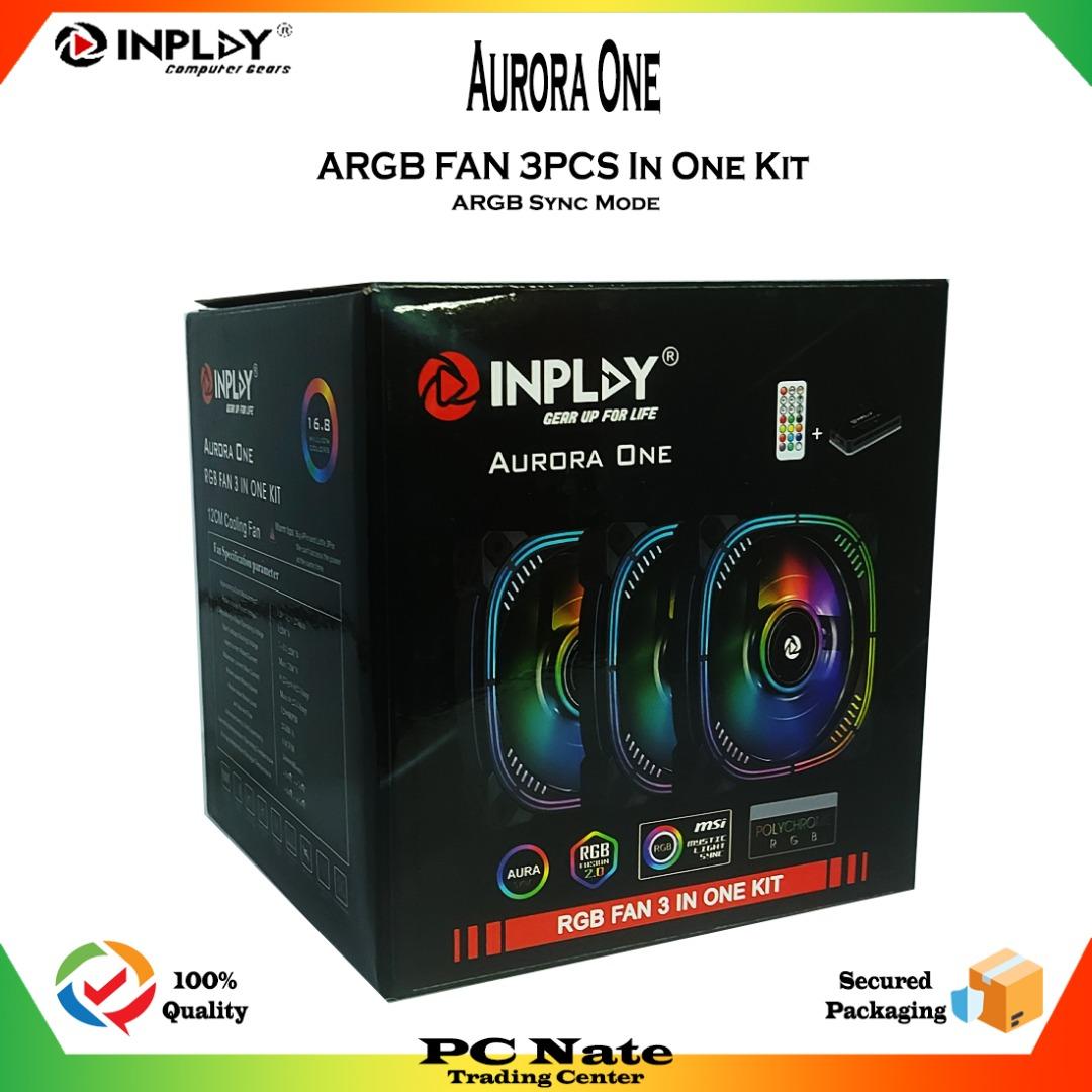 INPLAY AURORA ONE, RGB FAN 3-IN-ONE KIT with HUB and REMOTE, ARGB DUAL ...