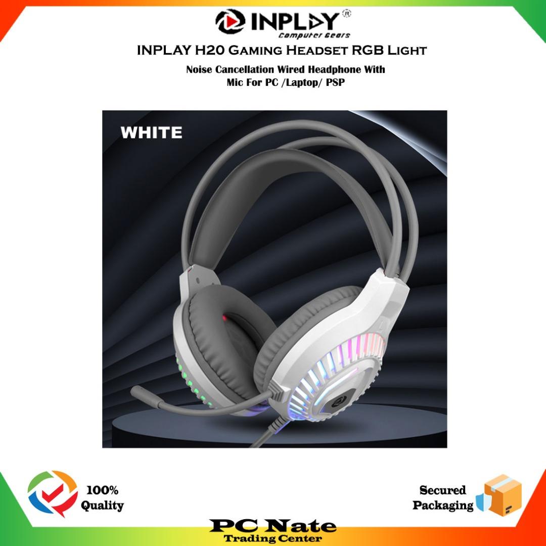 INPLAY H20 Gaming Headset RGB Light Noise Cancellation Wired Headphone ...