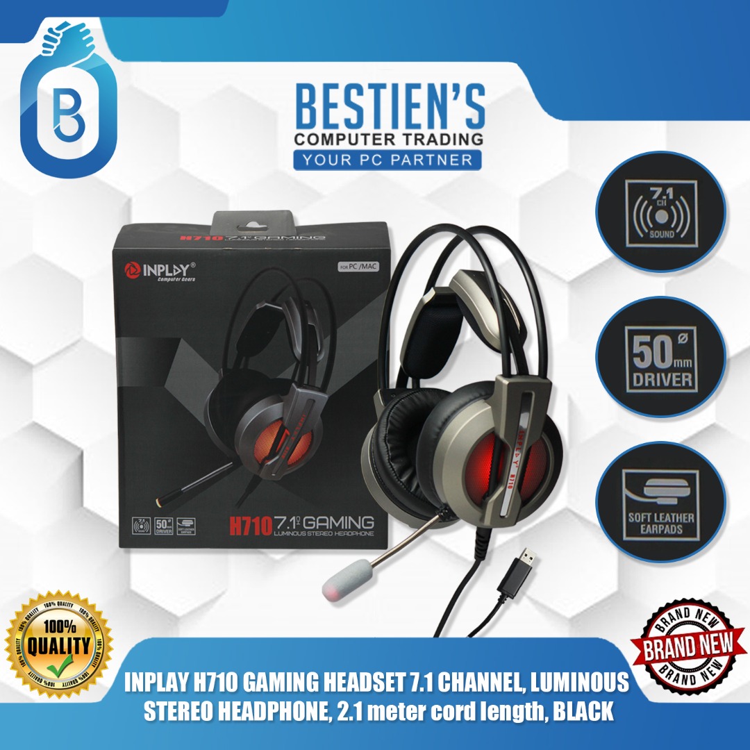 INPLAY H710 GAMING HEADSET 7.1 CHANNEL, LUMINOUS STEREO HEADPHONE, 2.1 ...