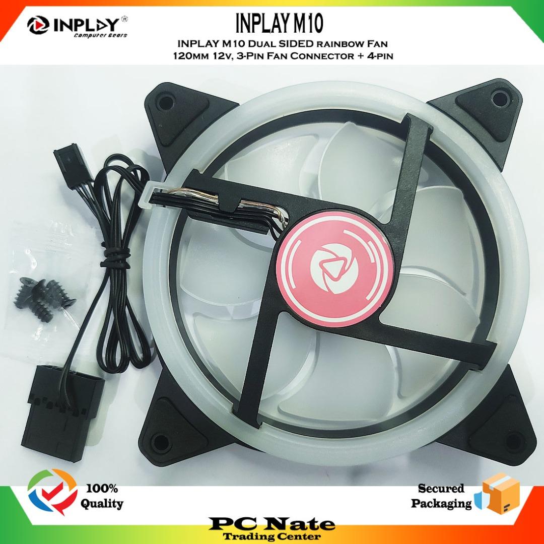 INPLAY M10 Dual SIDED rainbow Fan 120mm 12v, 3-Pin Fan Connector + 4 ...