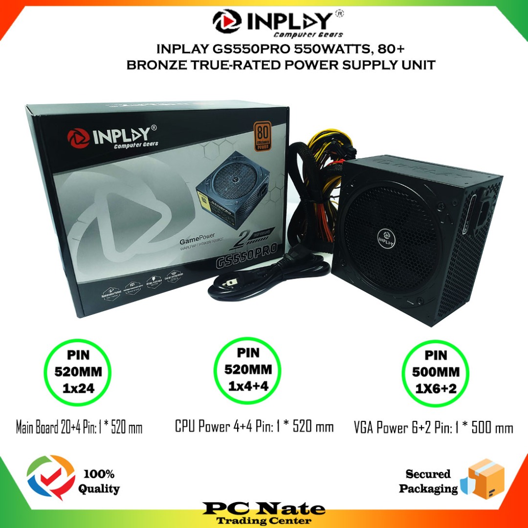INPLAY PSU GS550Pro (550W) 80Plus Bronze Trust Worthy and Efficient ...