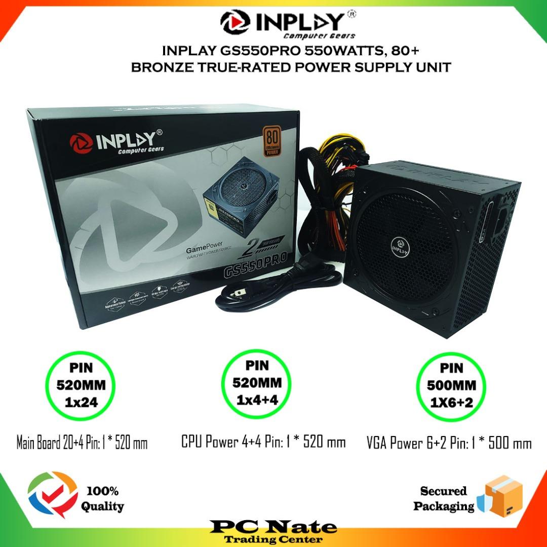 INPLAY PSU GS550Pro (550W) 80Plus Bronze Trust Worthy and Efficient ...