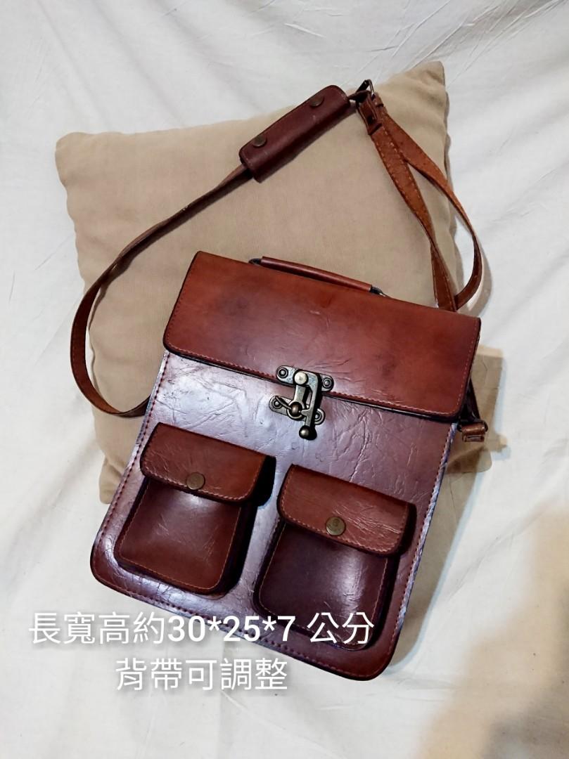 降價JI MAEKI Vintage 復古牛皮公事包 醫生包 手提包肩背包, 他的時尚, 包包與錢包, 公事包、電腦包在旋轉拍賣