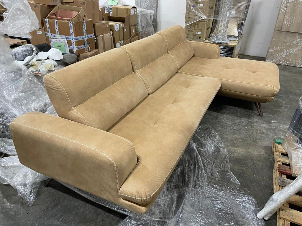 Corium Italia L shaped sofa (velvet), Furniture & Home Living ...