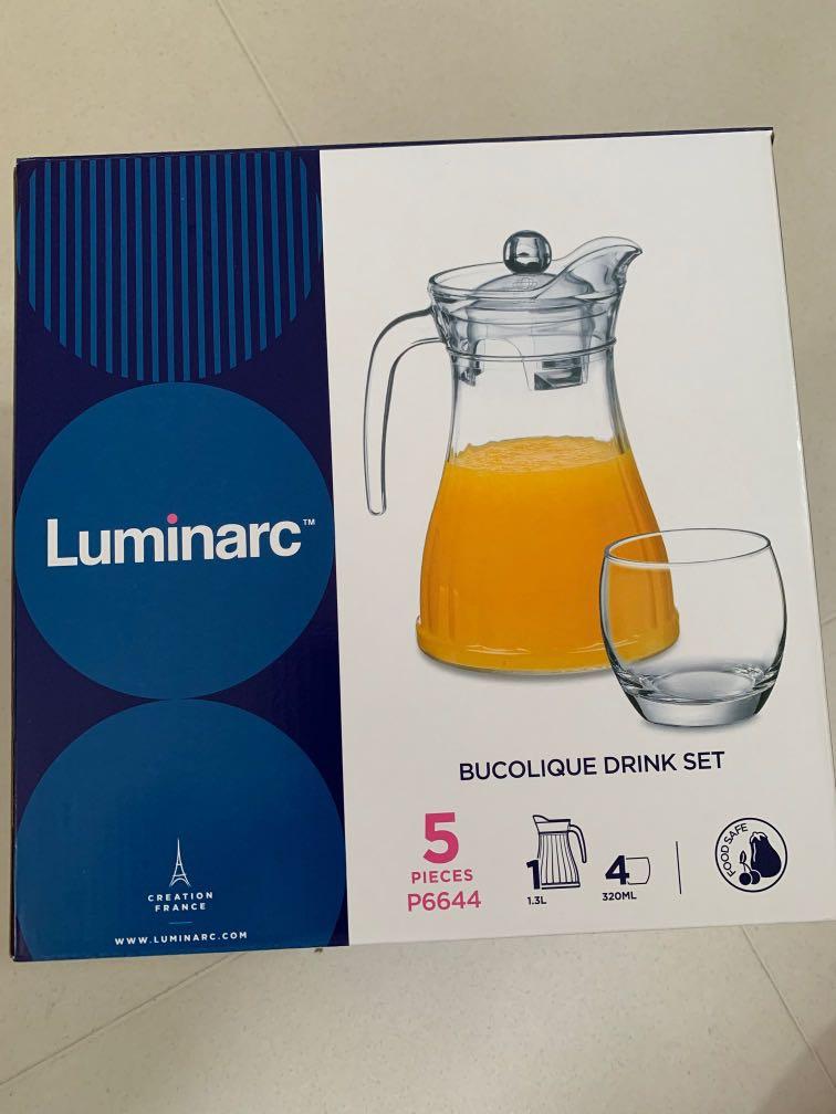 Luminarc Bucolique Pitcher + 4 Glasses, Furniture & Home Living ...