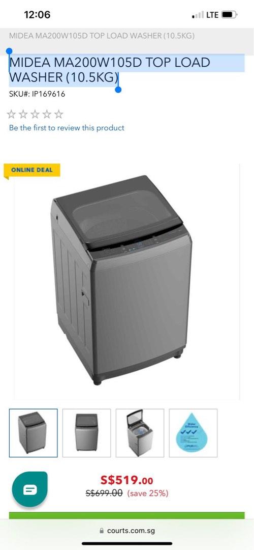 MIDEA MA200W105D TOP LOAD WASHER (10.5KG) Display set/ New $370 One ...