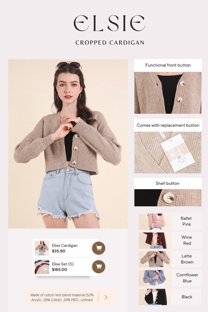 Neonmello Elsie Cropped Cardigan Black, Women's Fashion, Coats, Jackets and Outerwear on Carousell