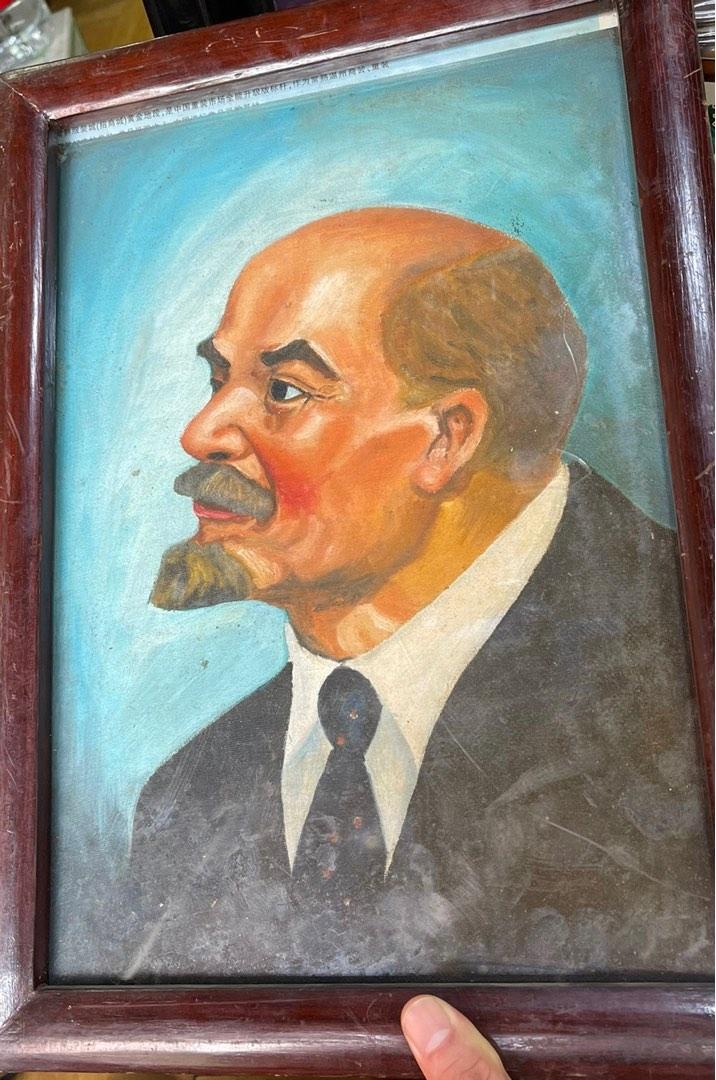 Old Oil painting of Vladimir Lenin, Hobbies & Toys, Memorabilia ...