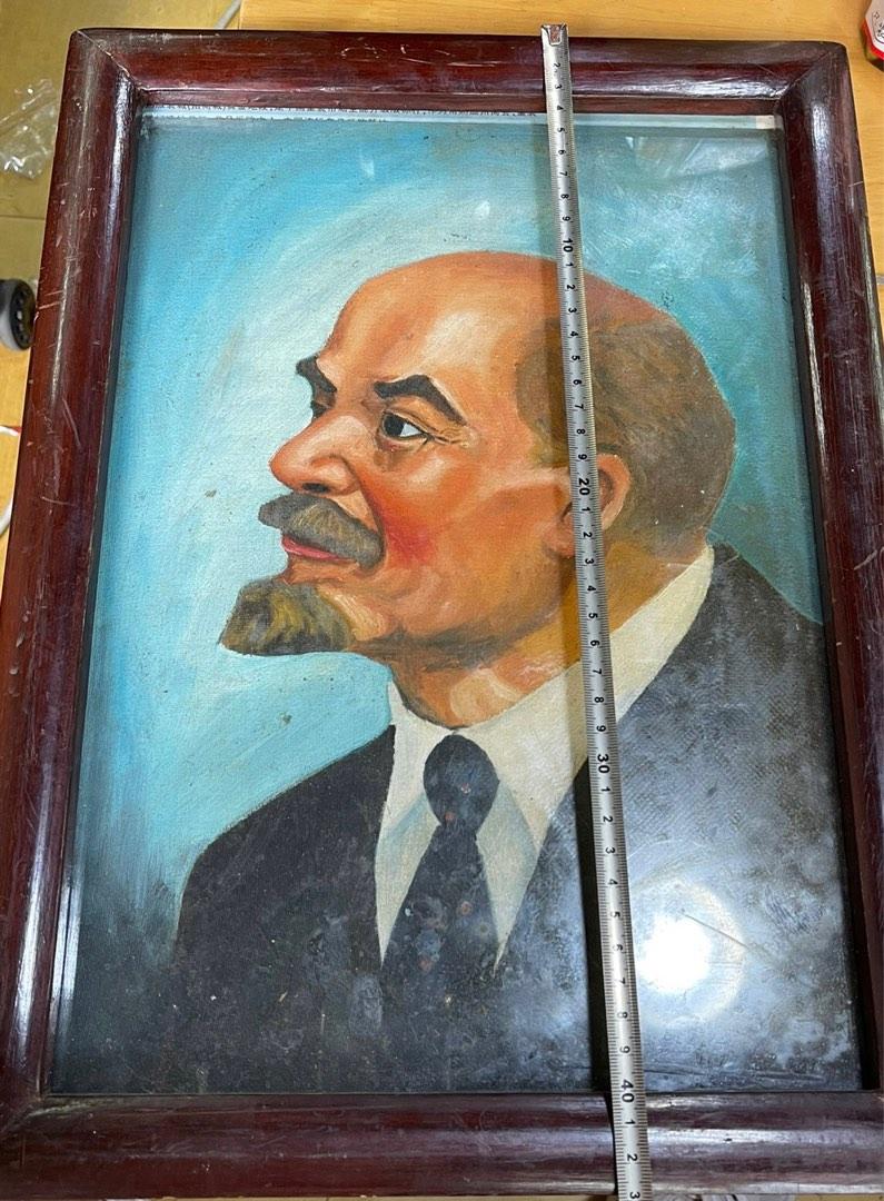 Old Oil painting of Vladimir Lenin, Hobbies & Toys, Memorabilia ...