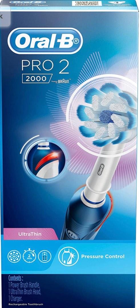 Oral-B Pro 2000 Electric (Rechargeable) Toothbrush UltraThin Dark Blue, Beauty & Personal Care ...