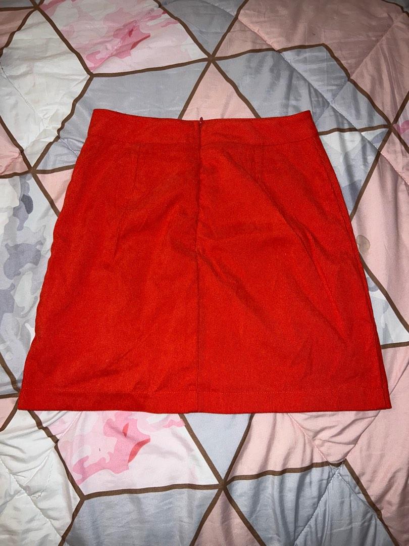 Orange/ red skit with a small slit on the left corner, Women's Fashion ...