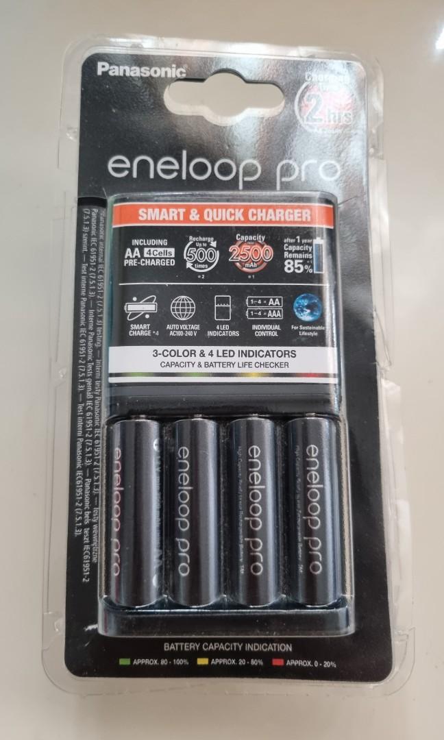 Panasonic Eneloop Pro Charger + 4 AA rechargeable battery, Photography ...