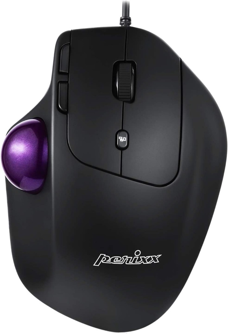 Perixx PERIMICE-520 Wired USB Ergonomic Programmable Trackball Mouse, Adjustable Angle, 8 Button ...
