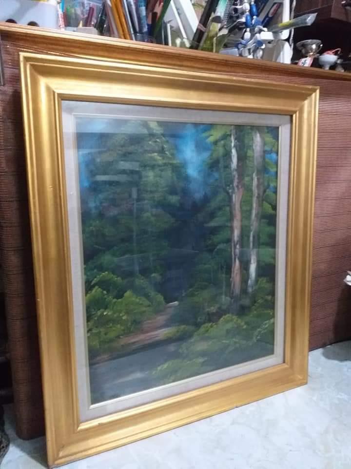 Php2000. Painting in Wooden Frame. 51cm x 59cm. With minor damage in ...
