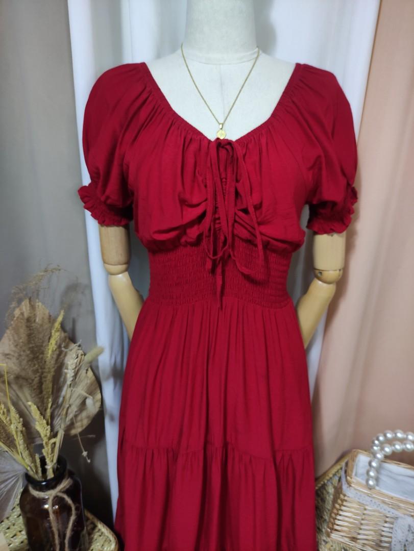 Red Puff dress, Women's Fashion, Dresses & Sets, Dresses on Carousell