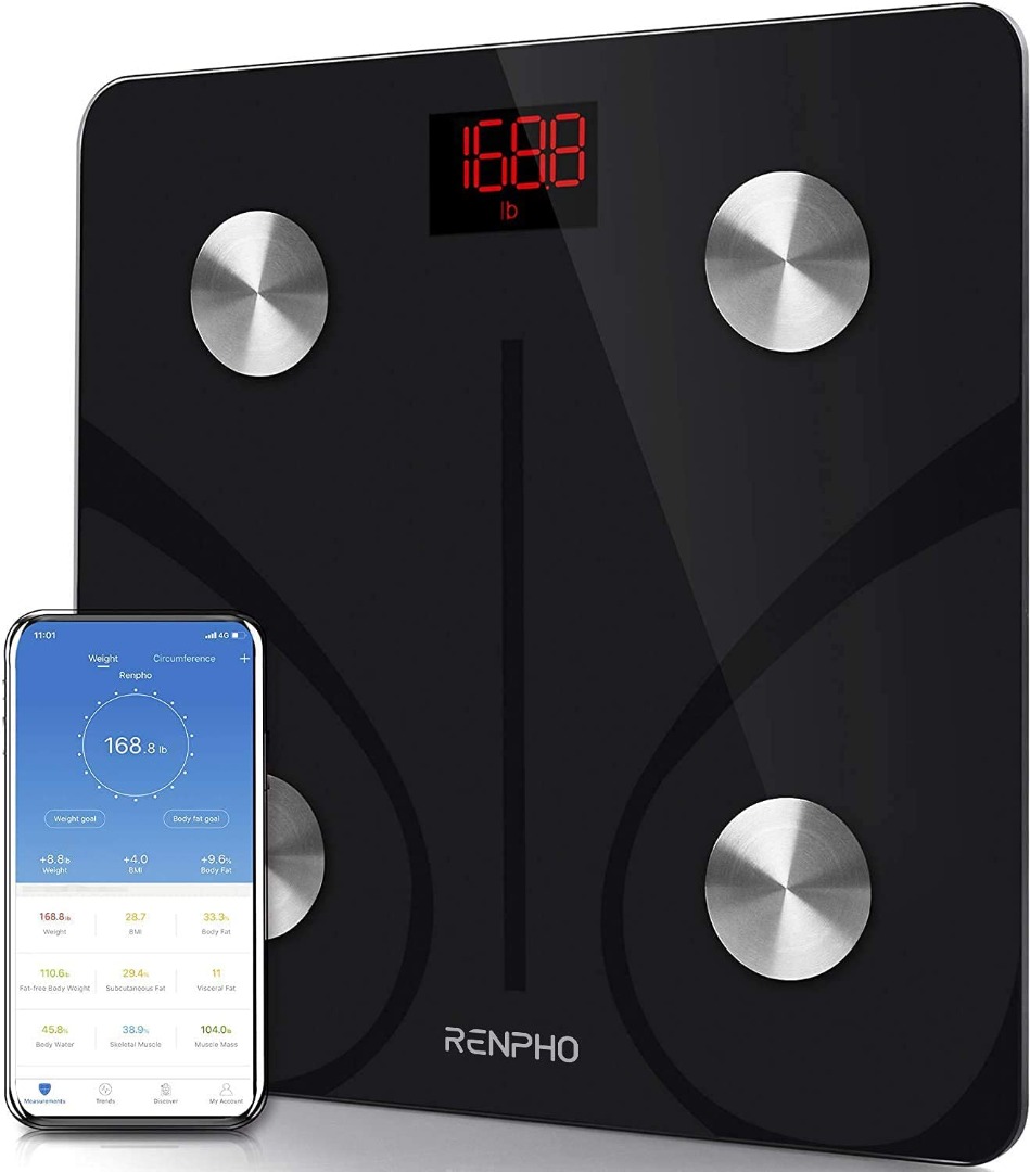 RENPHO Body Fat Scale Smart BMI Scale Digital Bathroom Wireless Weight ...