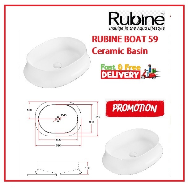 RUBINE BOAT 59 Ceramic Basin / FREE EXPRESS DELIVERY, Furniture & Home ...
