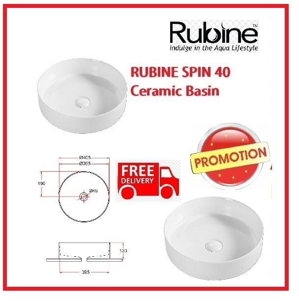 RUBINE SPIN 40 Ceramic Basin / FREE EXPRESS DELIVERY, Furniture & Home ...