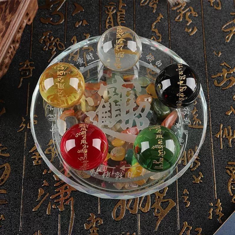 SG Five Fortune God Crystal Spheres Set God of Five-Way Wealth Star ...