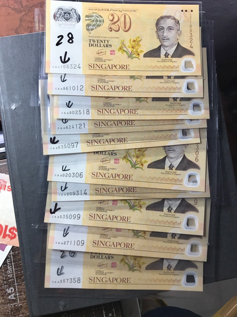 Sg note $20 10 piece set AA run, Hobbies & Toys, Memorabilia ...