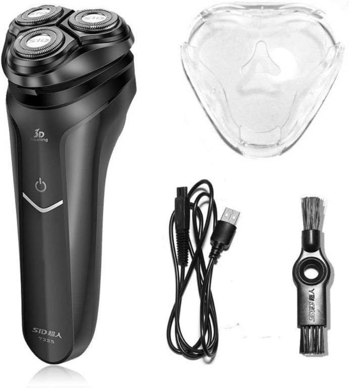 SID Black Electric Men's Rotary Shaver, Cordless Shavers USB Razor ...