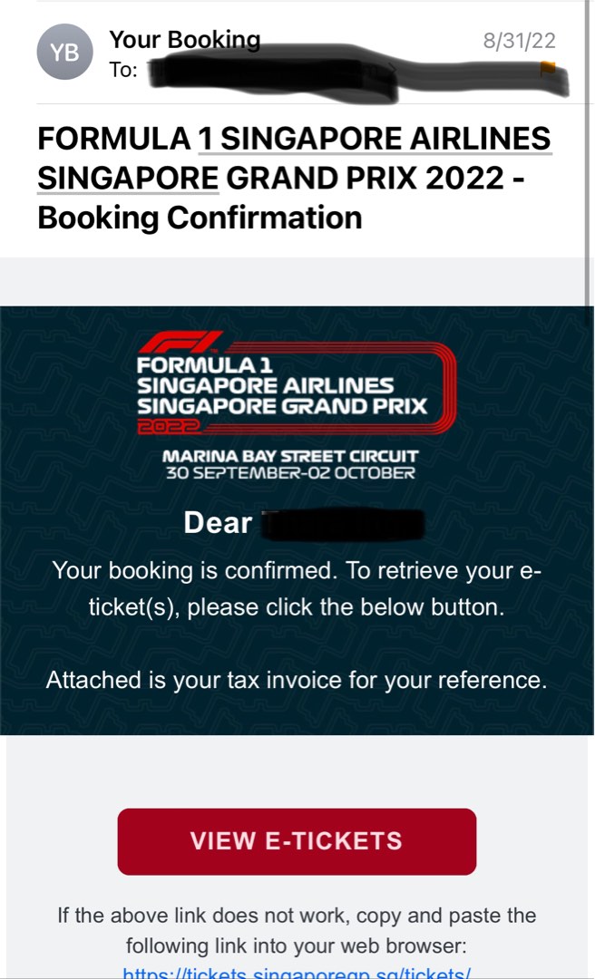 Singapore Formula 1 - Sunday (Walkabout Zone 4), Tickets & Vouchers ...