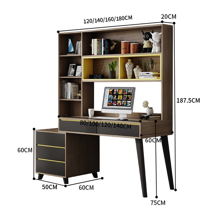 Study Table Book Table with Book Shelf Dark Brown Free delivery ...