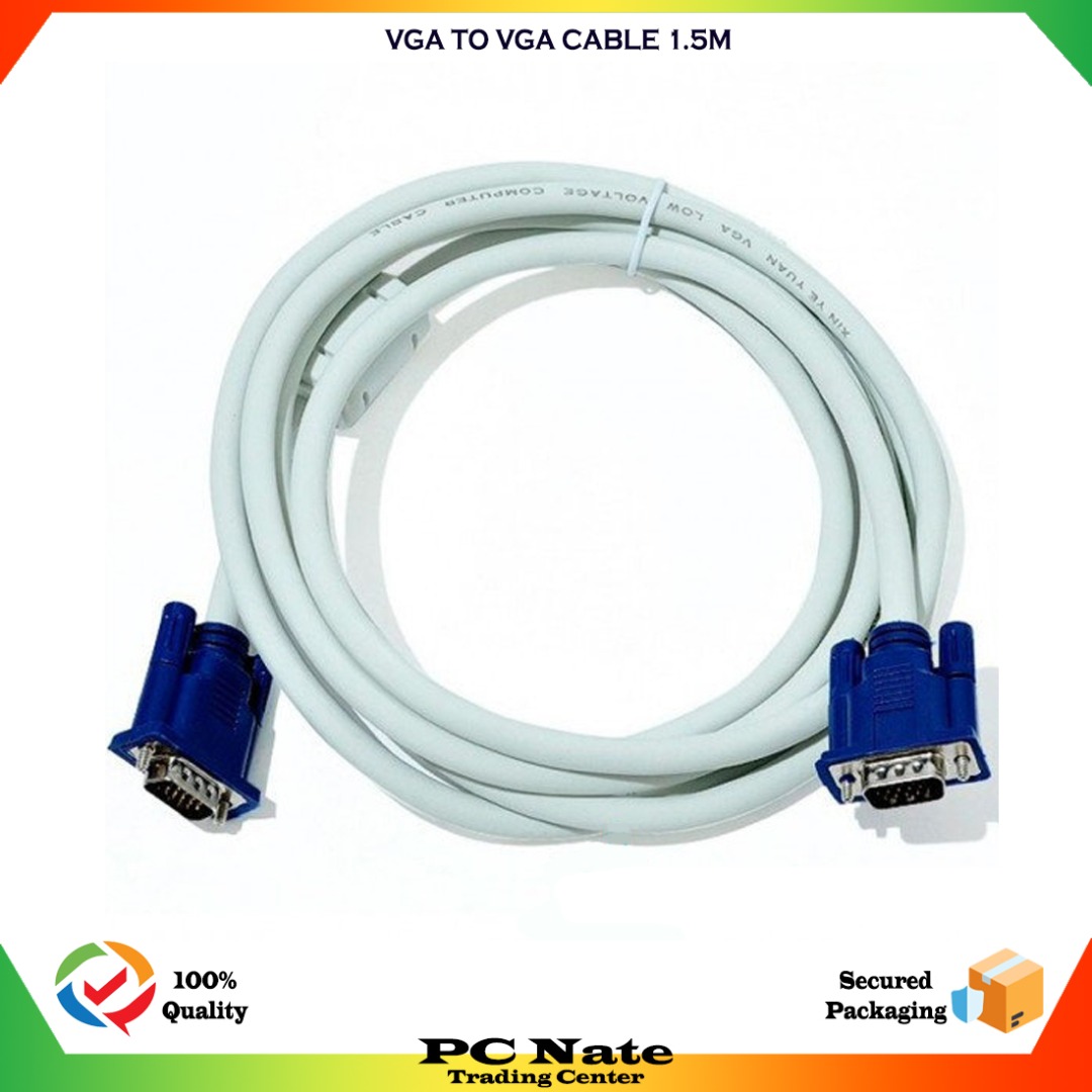 VGA Cable 1.5m Heavy Duty (Male To Male) White, Computers & Tech, Parts & Accessories, Computer ...