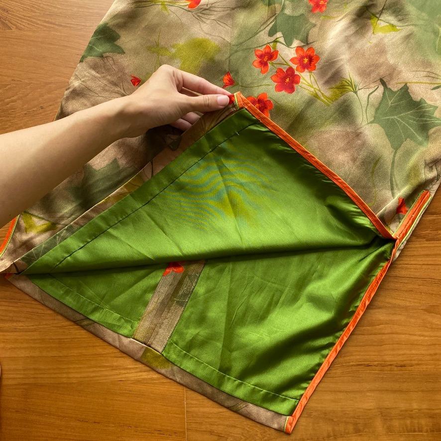 Vintage 1980s Sage Green Orange Floral Cheongsam Qipao Dress, Women's ...