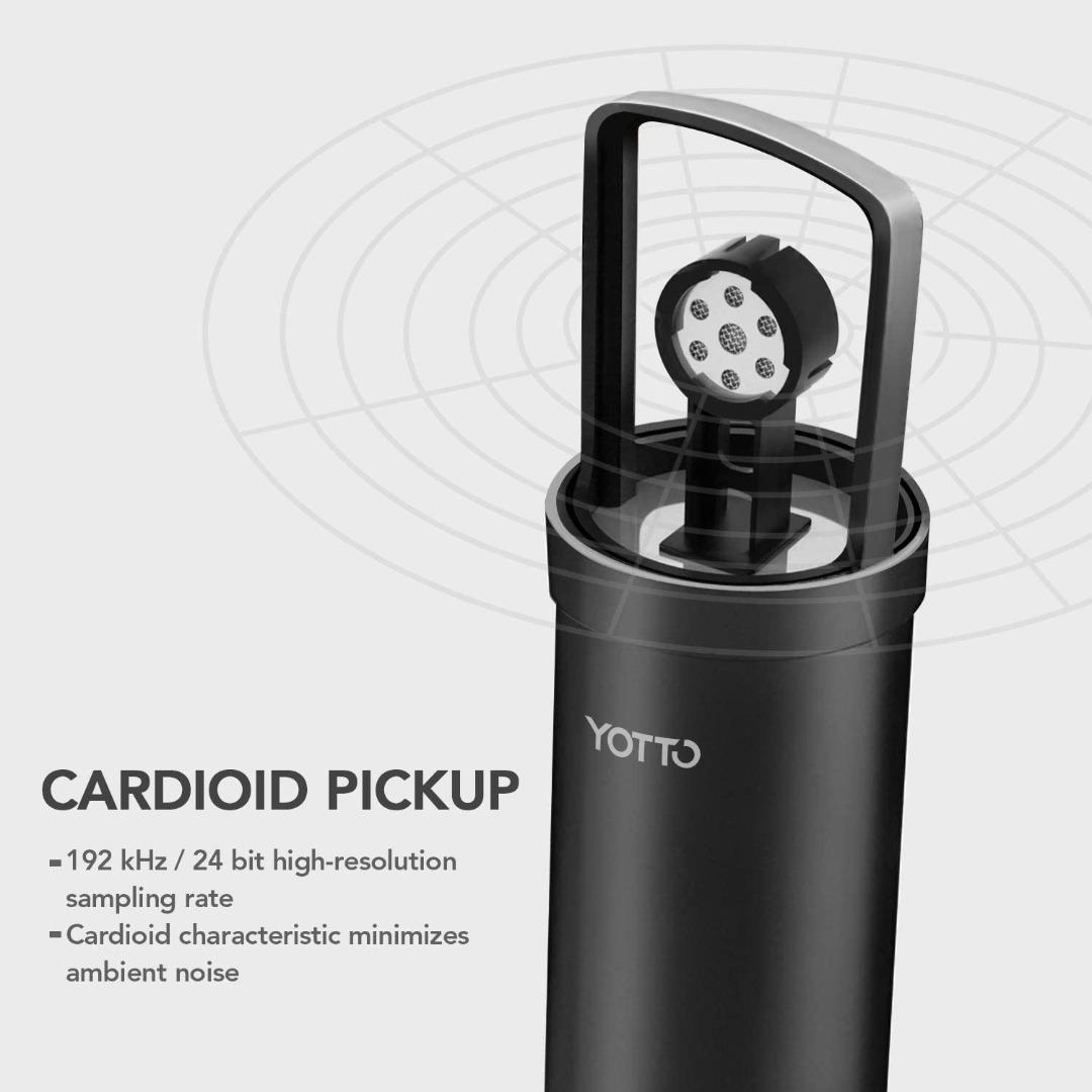 YOTTO USB Microphone Cardioid Condenser Mic 192KHz/24bit Plug and Play Professional Studio ...
