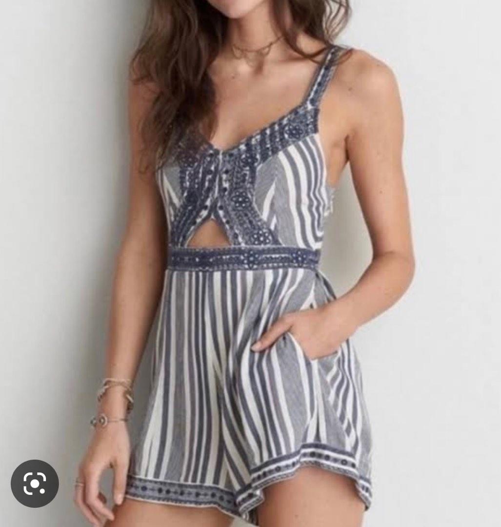 Zara American Eagle Cut Out Romper, Women's Fashion, Dresses & Sets ...