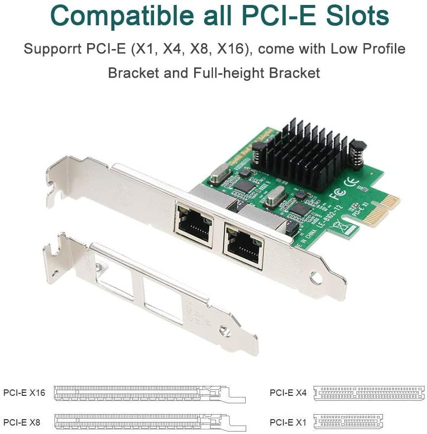 "Ziyituod Gigabit Ethernet Card, Dual Port PCI-E Network Interface Card (NIC), PCI Express LAN ...