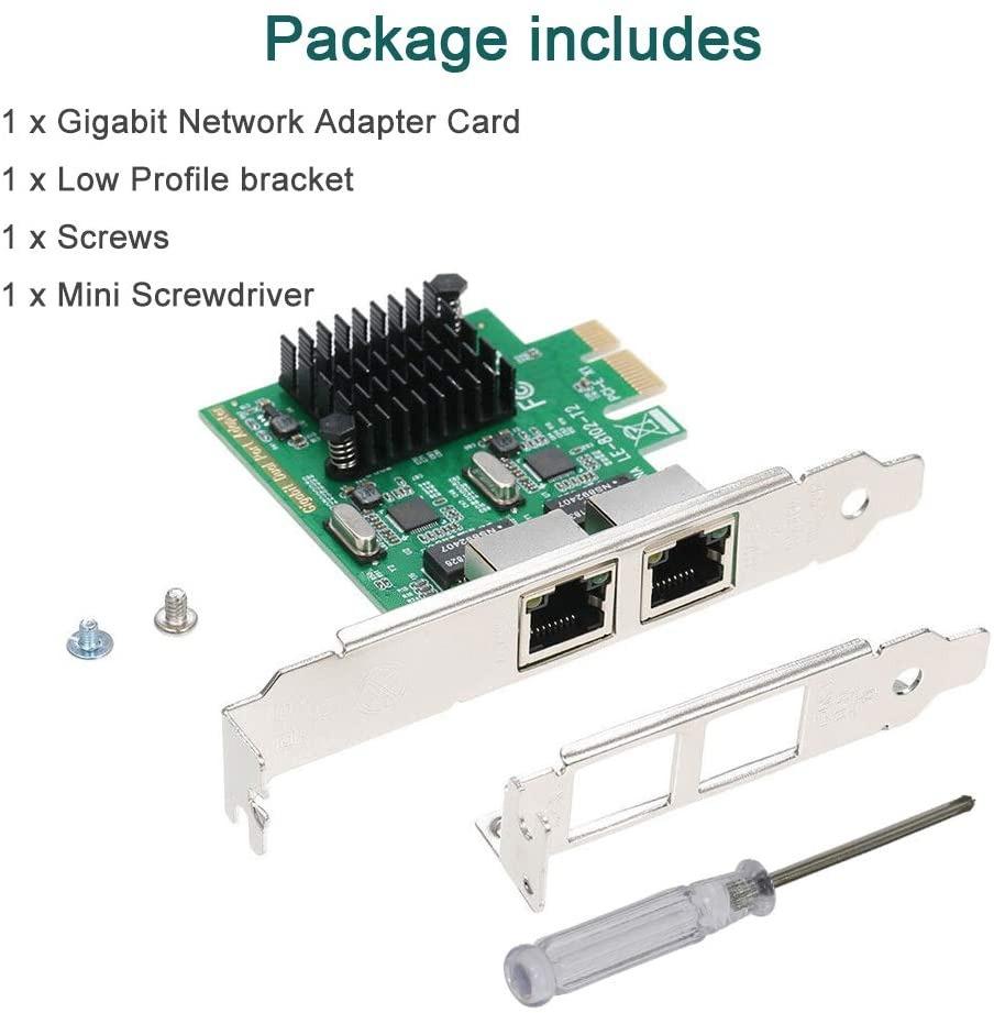 "Ziyituod Gigabit Ethernet Card, Dual Port PCI-E Network Interface Card (NIC), PCI Express LAN ...