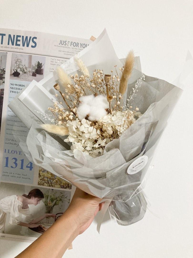 Aesthetic Dried Flower Bouquet | Cotton Flower, Hobbies & Toys ...