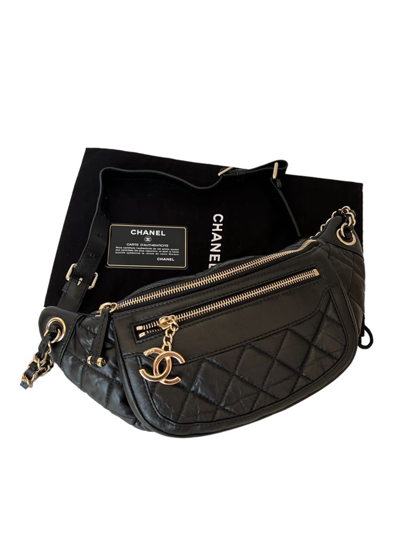 Authentic Chanel Bumbag - Waistbag Black GHW #28 with Holo,Card&DB ...