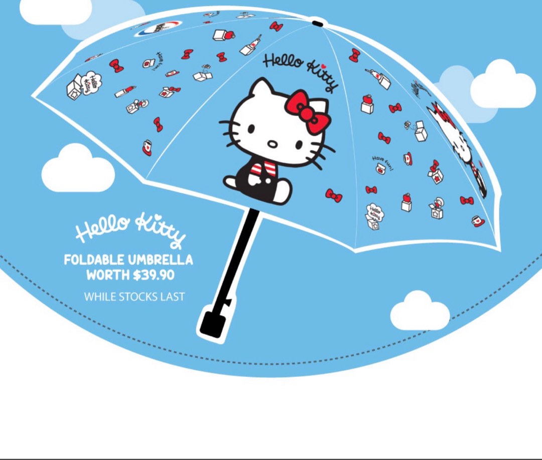 (BNWT) Hello kitty foldable umbrella - BLUE, Hobbies & Toys, Travel ...