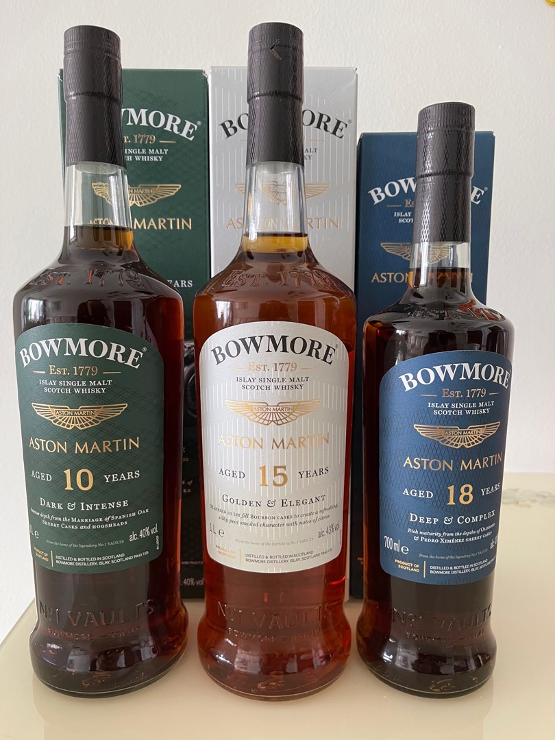 Bowmore X Aston Martin ( 10 Yrs , 15 Yrs & 18 Yrs ), Food & Drinks ...