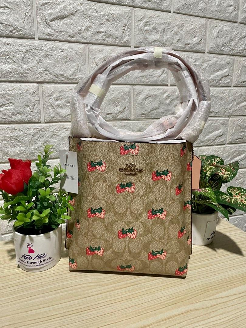 COACH Mollie Bucket Bag 22 In Signature Canvas With Strawberry Print ...